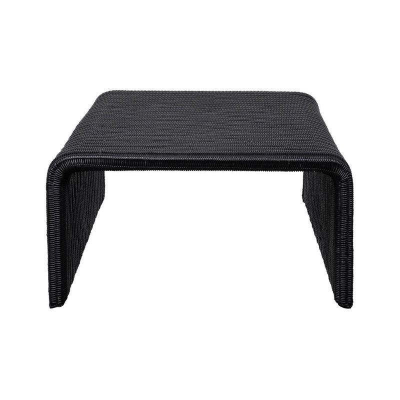 Woven Rattan And Metal Square Coffee Table In Black